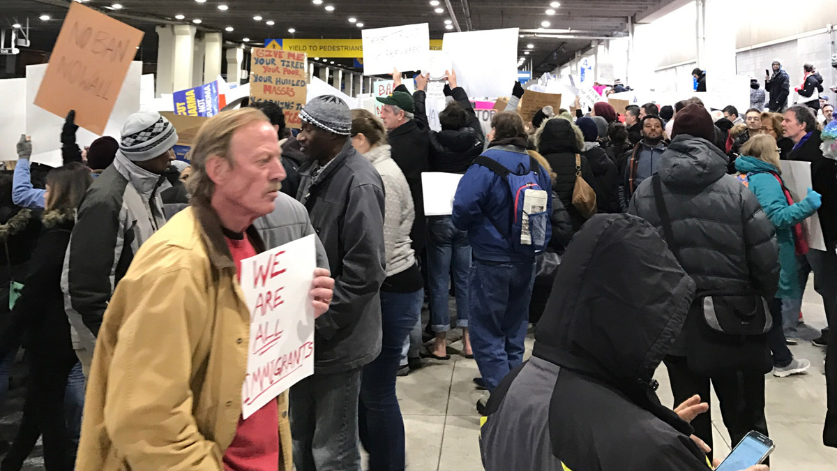 5,000 Demonstrators Gather at Philly International Airport to Protest ...