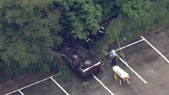 Car Flips Over, Falls Into Parking Lot: Cops – NBC10 Philadelphia