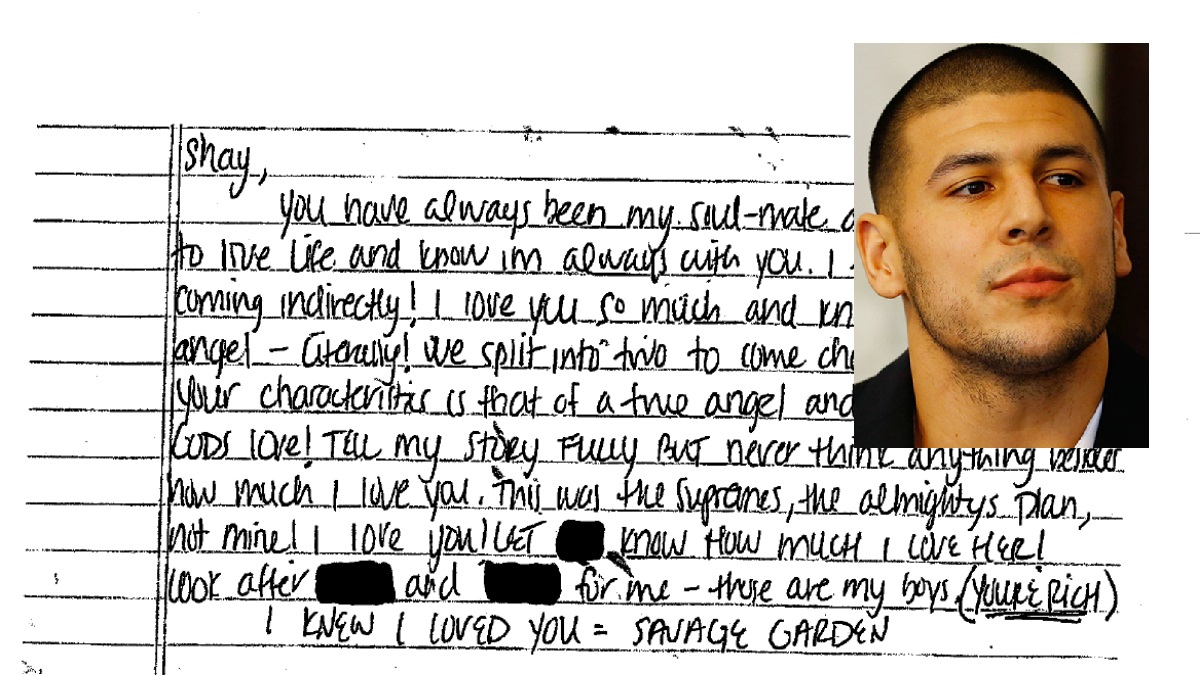 ‘Know I’m Always With You’: Aaron Hernandez’s Letter to Fiancée ...