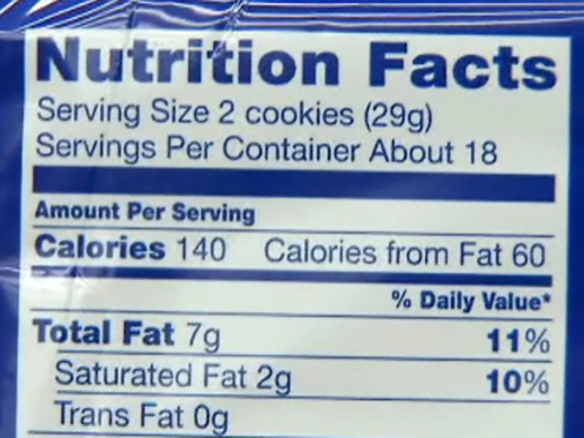 Oreo Package Nutrition Label