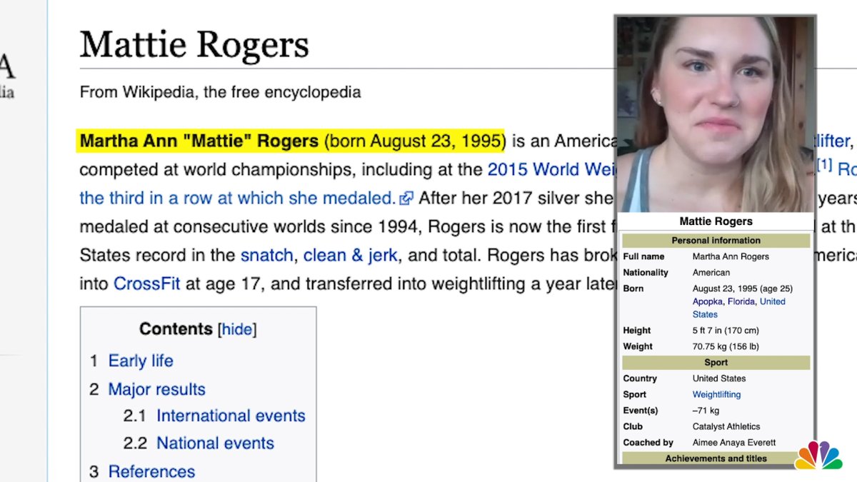 Weightlifter Mattie Rogers Fact Checks Her Wikipedia Page – NBC10 ...