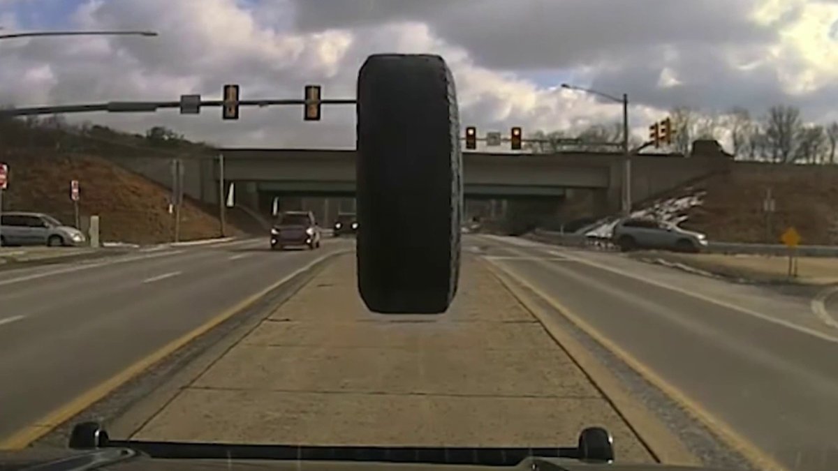 Caught on Cam: Runaway Tire Smashes Into Pennsylvania Police Car ...