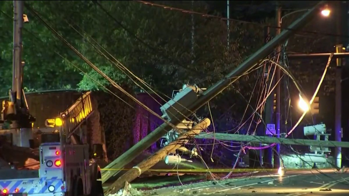 Car crash leaves 1 hurt, utility poles down in West Philly, according ...