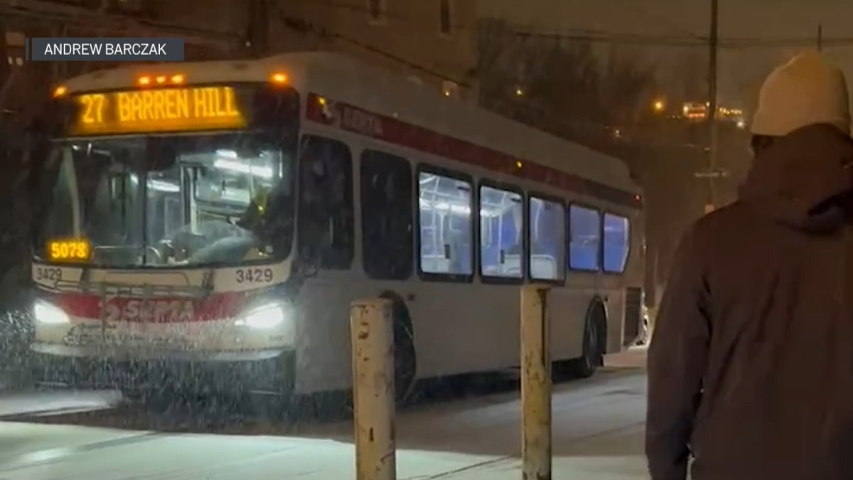Video shows SEPTA bus slide down snow covered hill and collide with ...