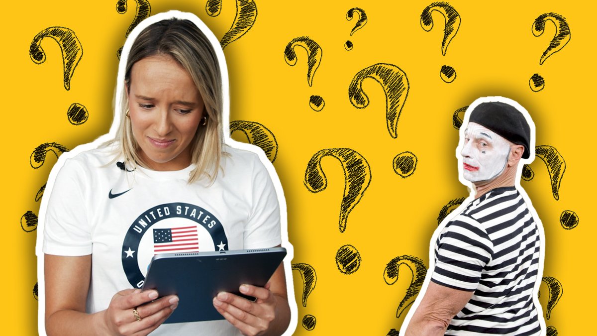 Jessica Parratto tries to guess what Olympic sport a professional mime ...