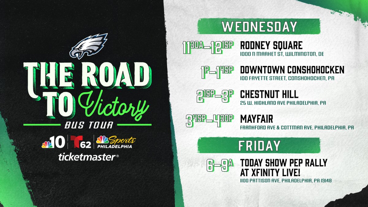 Eagles Road to Victory Bus Tour returns on Wednesday – NBC10 Philadelphia