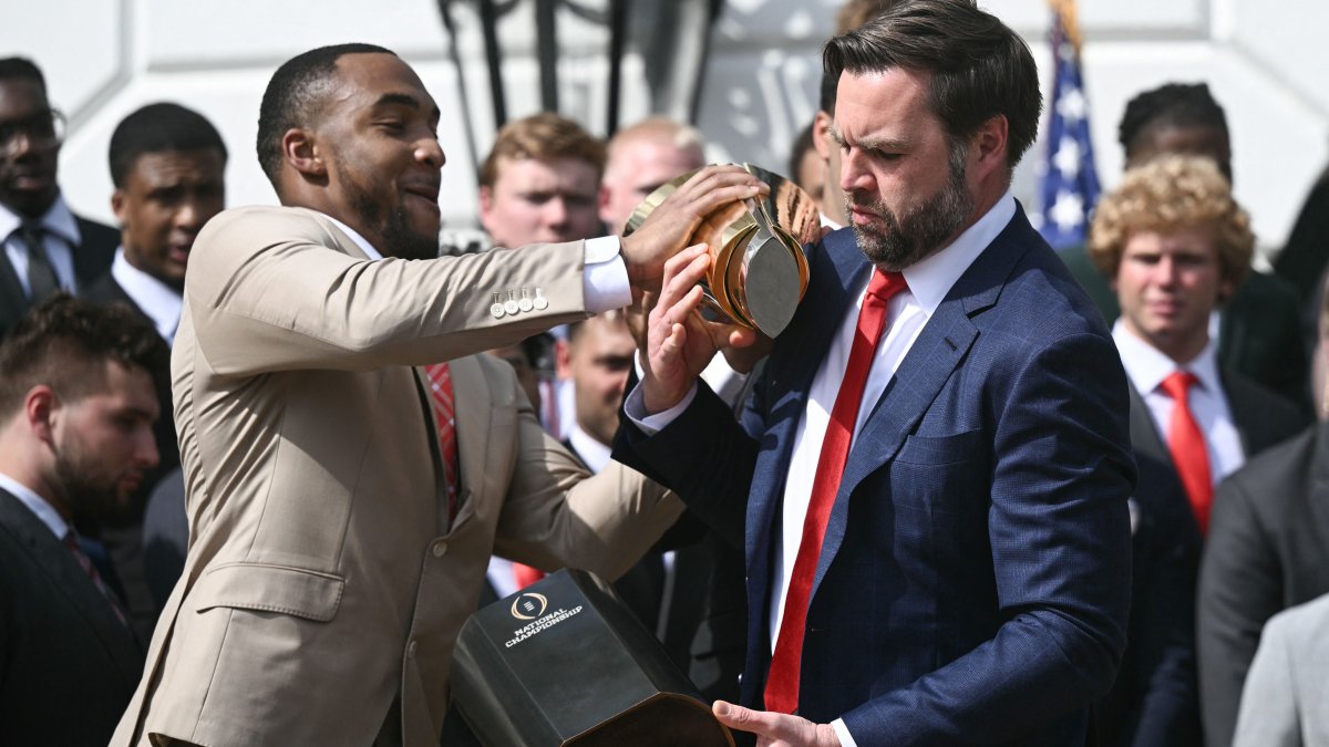 JD Vance drops Ohio State’s championship trophy at White House – NBC10 ...
