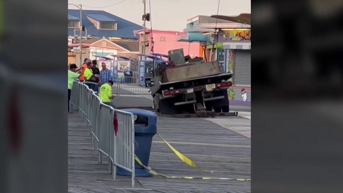 Truck breaks through Wildwood boardwalk planks, causing damage to ...