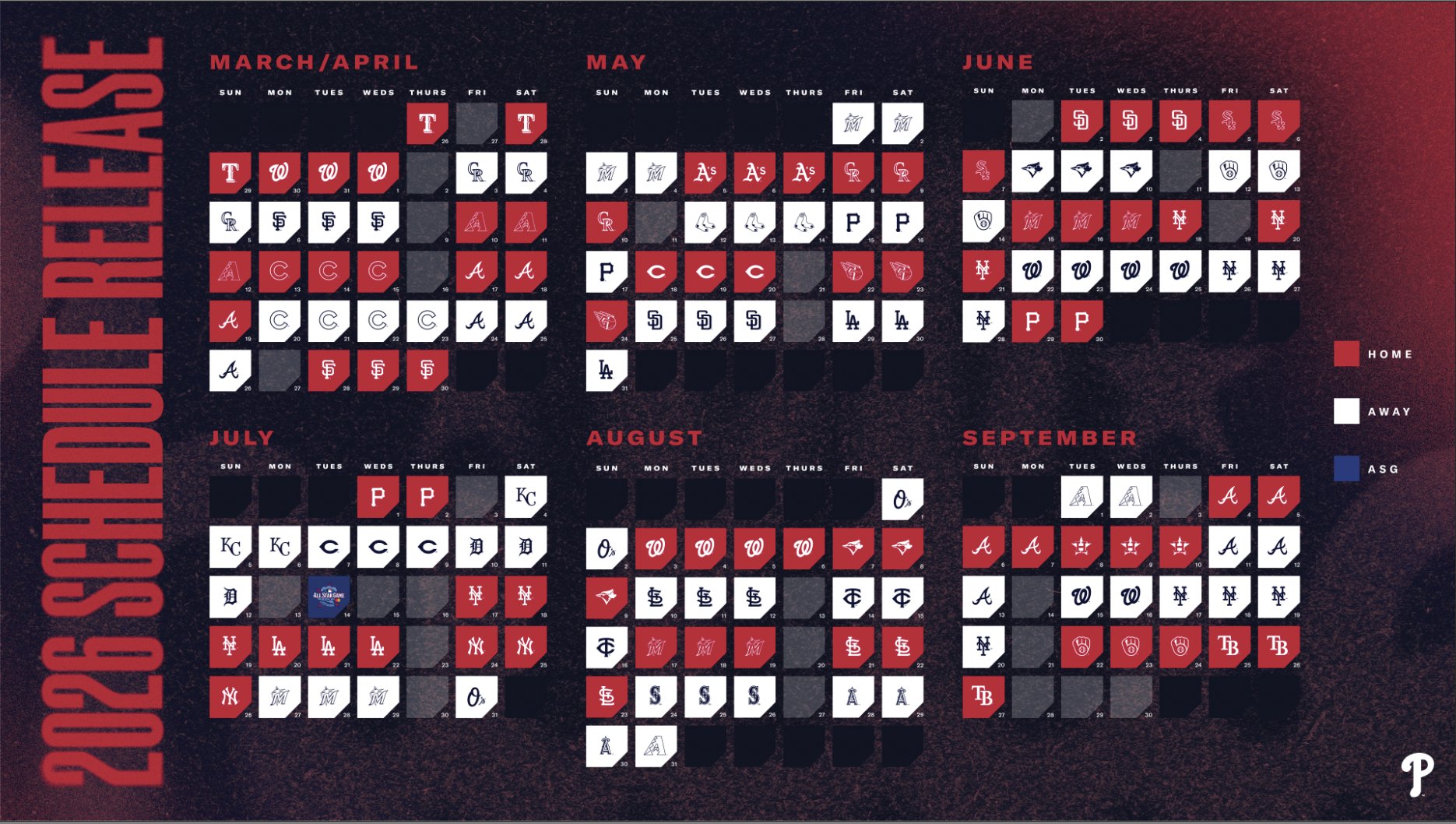 Phillies full 2026 schedule with opening day, All-Star Game, more ...