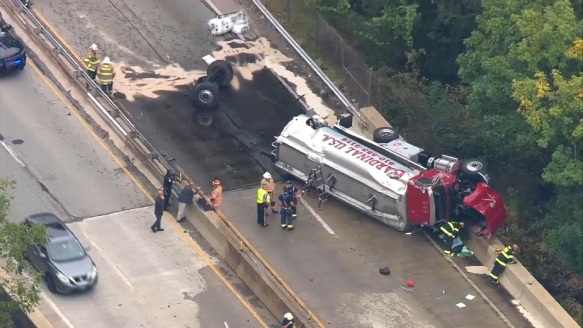 Overturned tanker truck spills diesel fuel on Route 1 in Delco – NBC10 ...