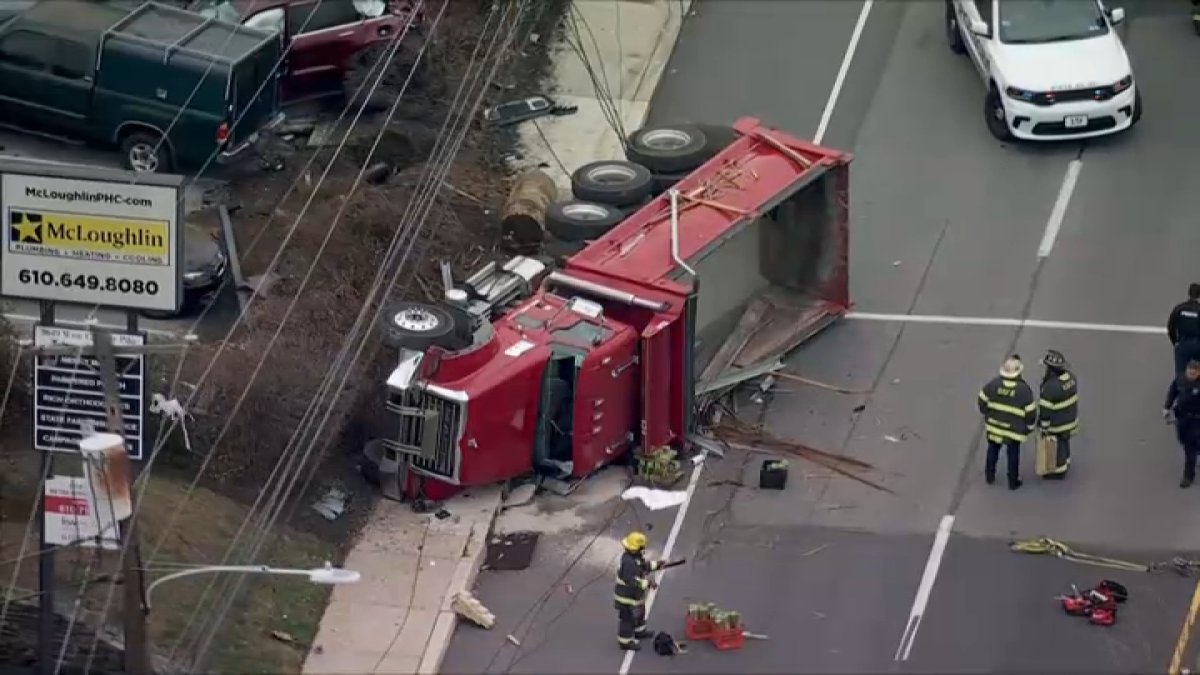 Truck overturns in multi-vehicle crash in Upper Darby Twp., Pa. – NBC10 ...