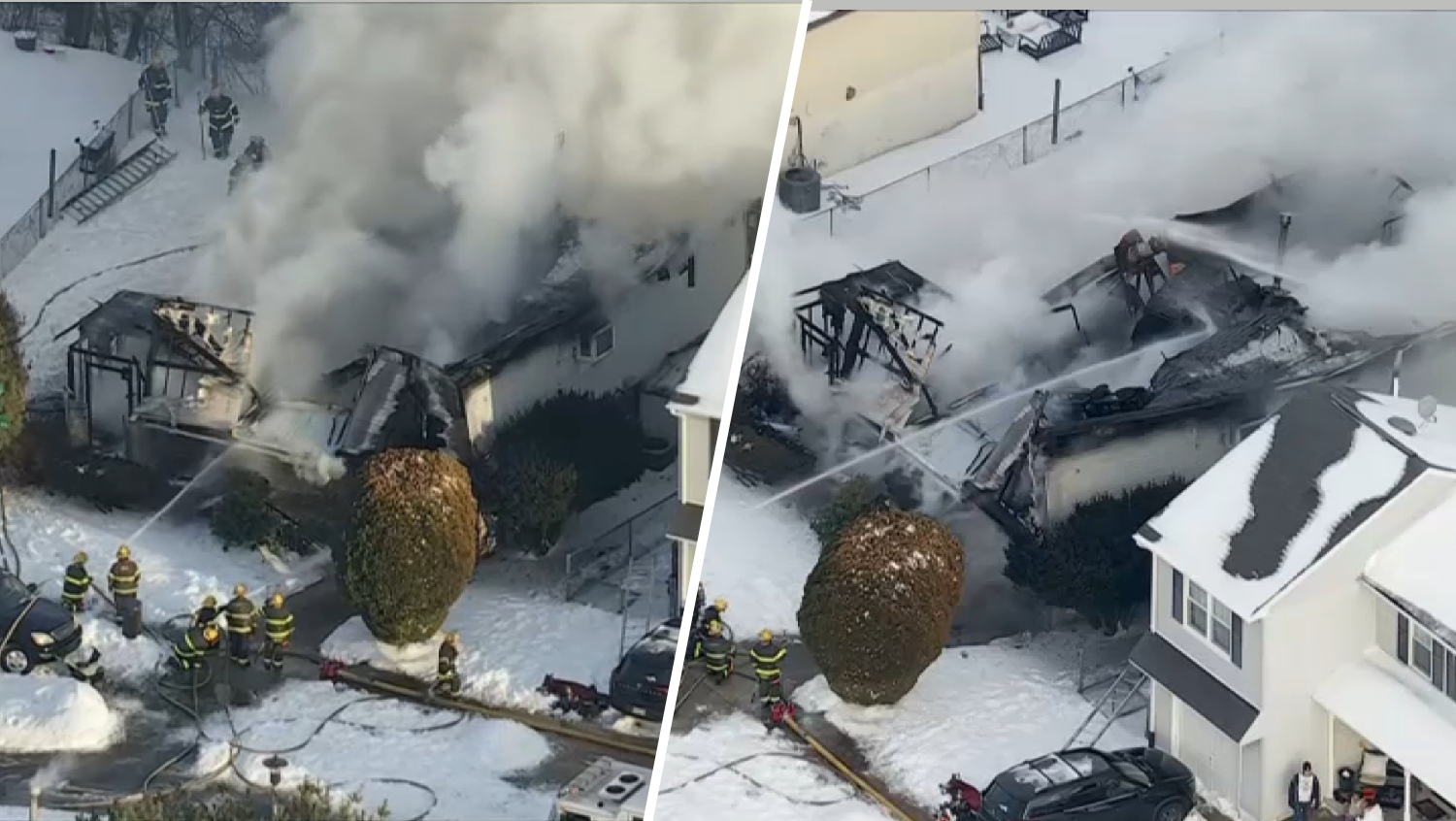 Fire crews battle house fire in Northeast Philadelphia on Monday ...